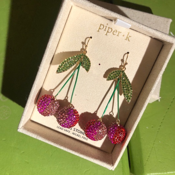 piper k | Jewelry | Piper K Beaded Cherry Drop Earrings About 4 | Poshmark